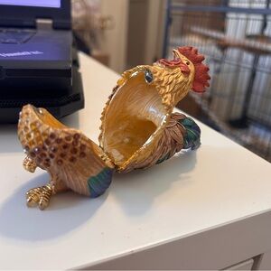 Other | Vintage Rucinni Rooster Trinket Box Jeweled With Swarovski ...